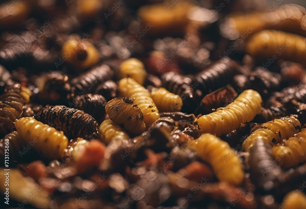 AI-generated illustration of yellow and brown larvae on the ground ...