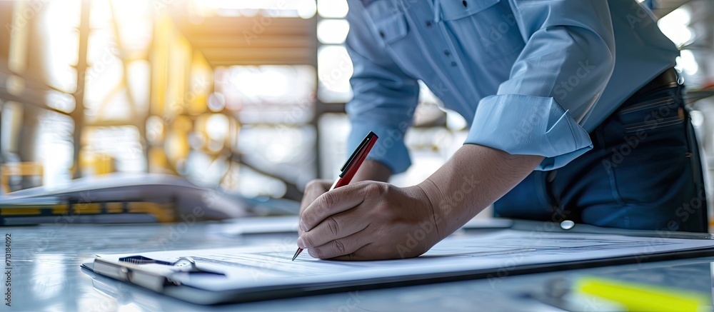 engineer write maintenance inspection check list record data for ...