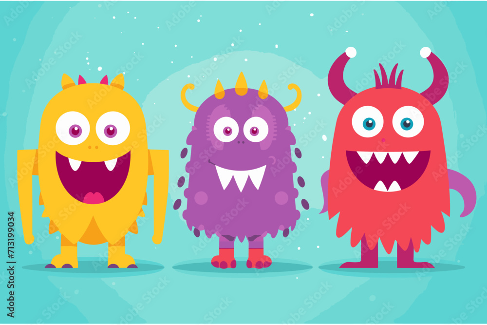 Cute abstract cartoon characters set. Bundle of different types of ...