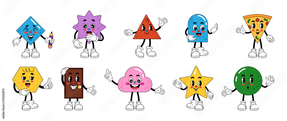 Vecteur Stock Cartoon icon. Retro design emoticons. Funny mascots with ...