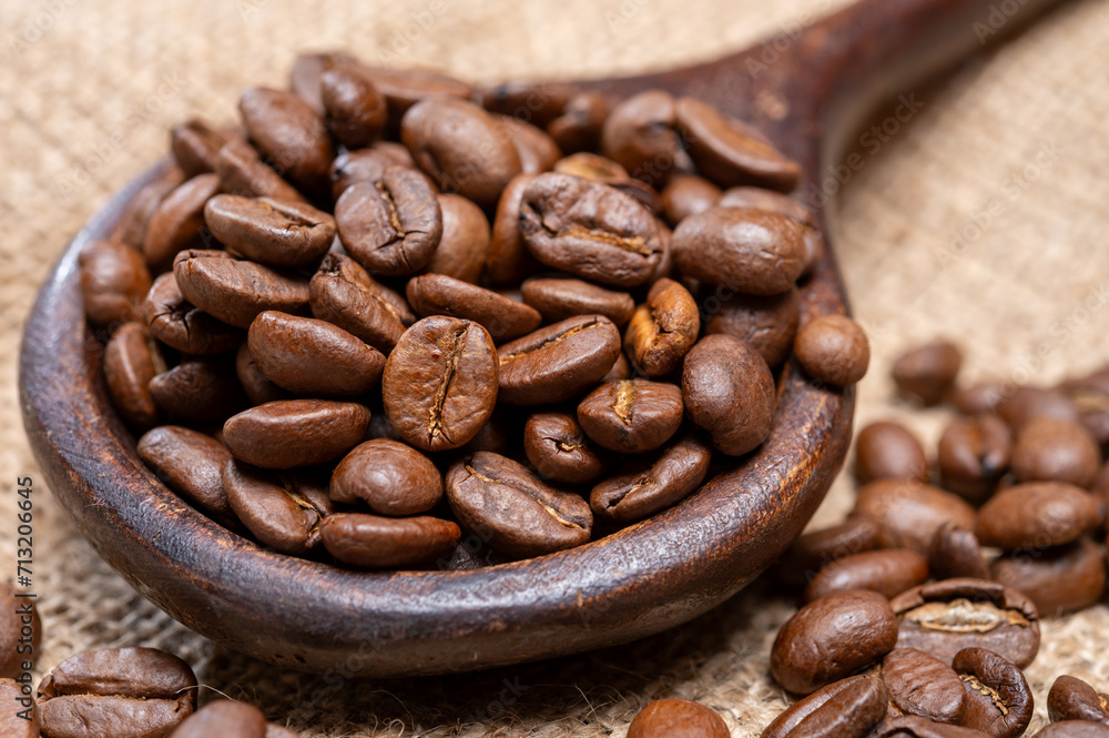 Arabica brown roasted coffee beans from Africa coffee producing region ...