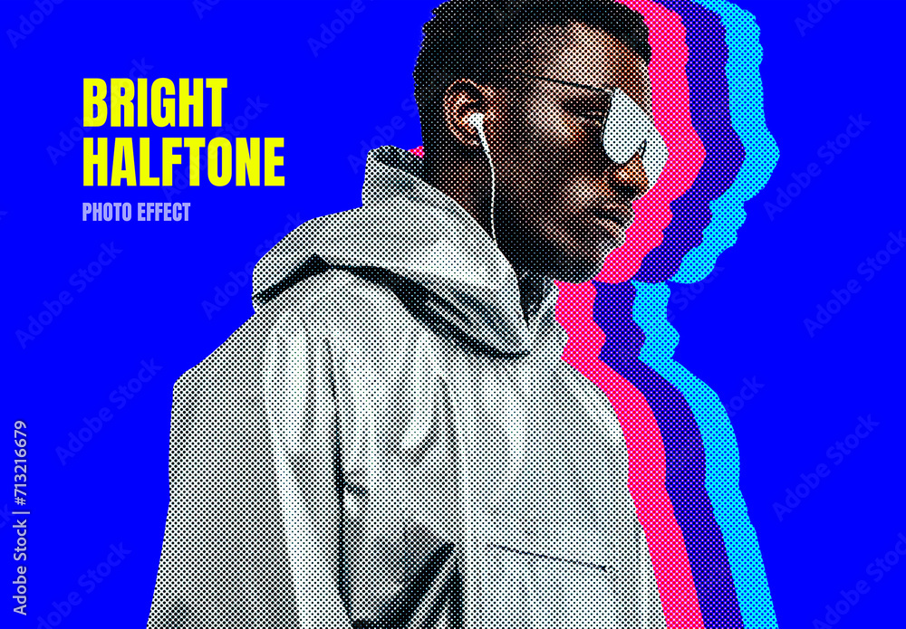 Bright Halftone Photo Effect Mockup Stock Template | Adobe Stock