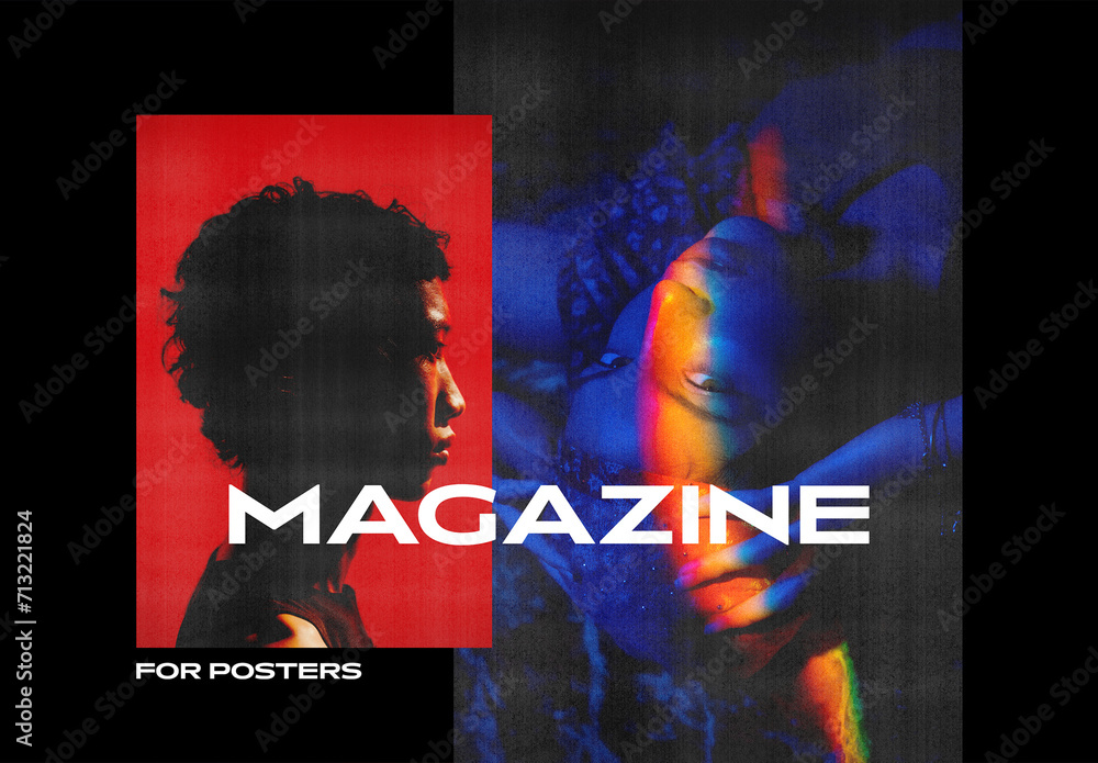 Magazine Pages Poster Photo Effect Mockup Stock Template | Adobe Stock