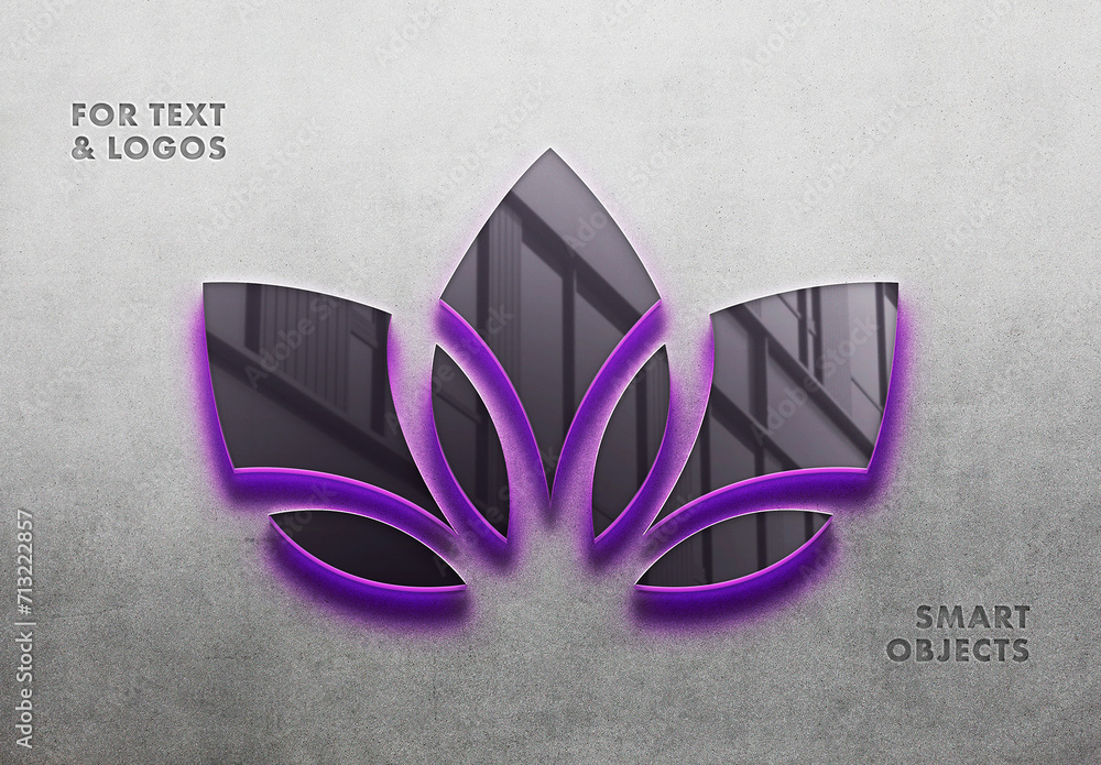 Purple Neon Metallic Logo Mockup Stock Template | Adobe Stock