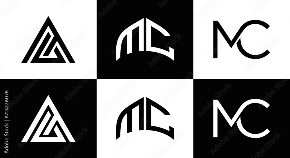 MC logo. M C design. White MC letter. MC, M C letter logo design. Initial letter MC linked ...