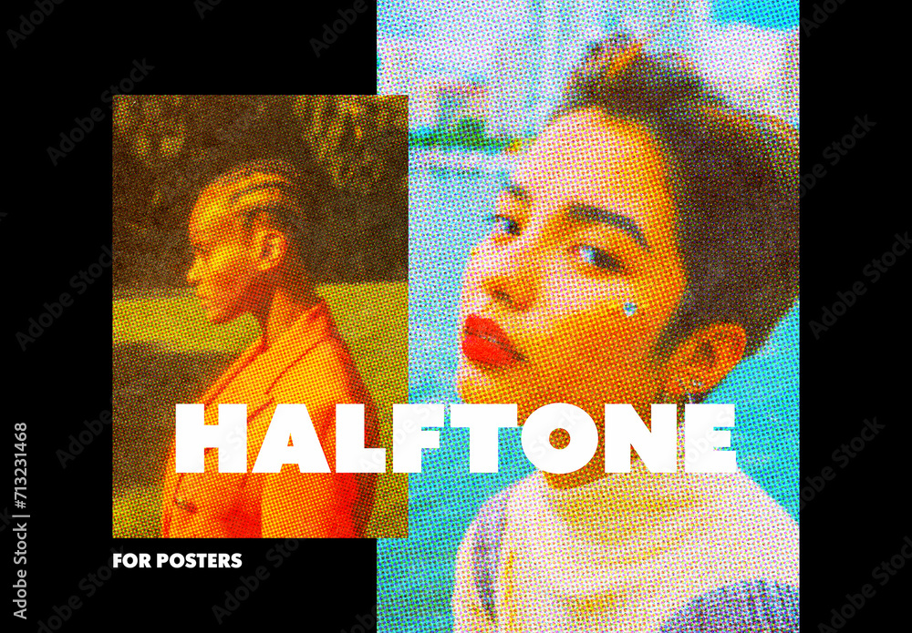 Vintage Magazine Halftone Poster Photo Effect Mockup Stock Template ...