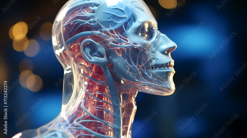 Human Head Anatomy in Medical Background with X-ray Overlay Stock ...
