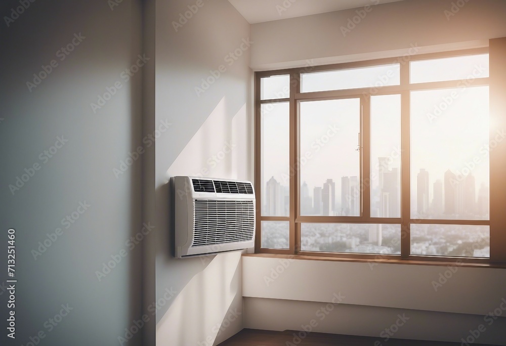 Air conditioner installed in residential building Sustainable and clean ...
