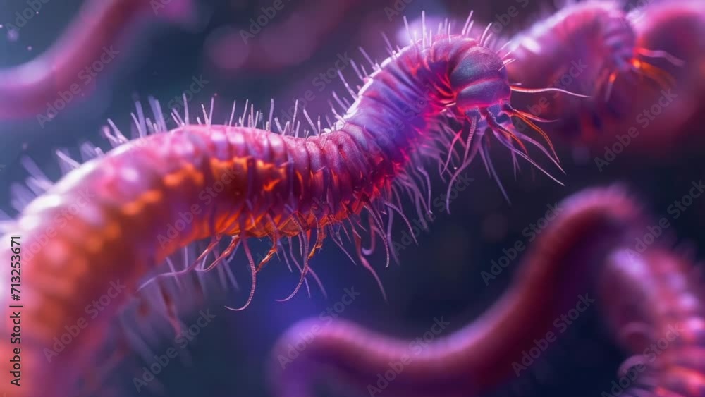 Big pink worms inside human body. Intestinal parasitic helminths ...