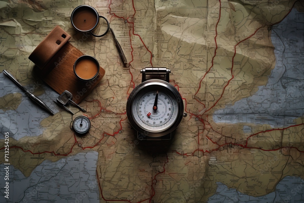 Map of a fictional continent with a compass Stock Illustration | Adobe ...