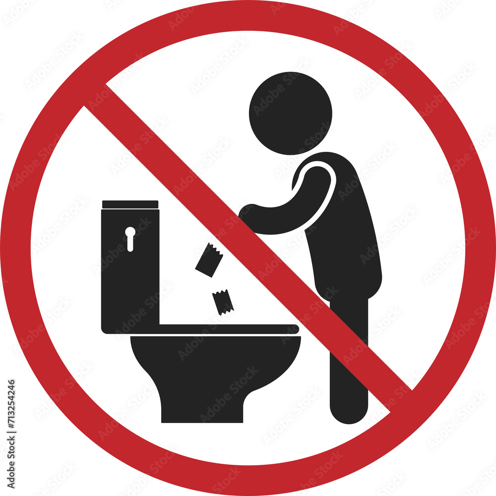 Isolted prohibition pictogram sign keep toilet clean with illustration ...
