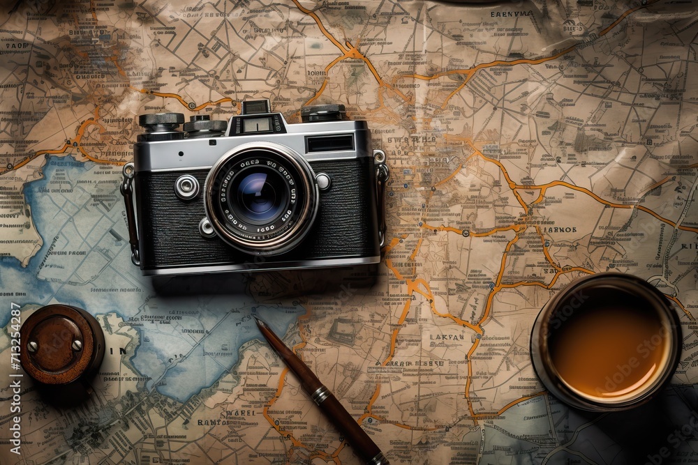 Map of a fictional continent with a compass Stock Illustration | Adobe ...
