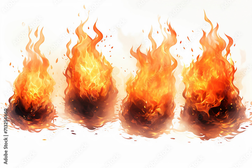 Realistic fire. Burn effect with red flare. Torch blaze. Bonfire light ...