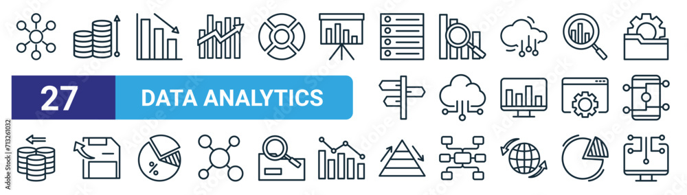 Vetor de set of 27 outline web data analytics icons such as connection ... Vetor de set of 27 outline web data analytics icons such as connection ...