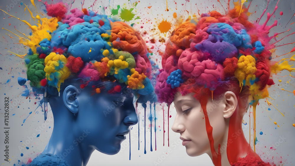 Left right human brain concept. Creative part and logical part with ...