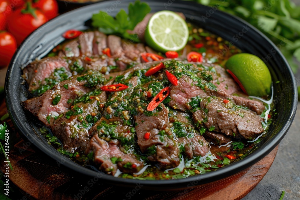 Beef Lok Lak with pepper lime dip made of beef fillet, black Kampot ...