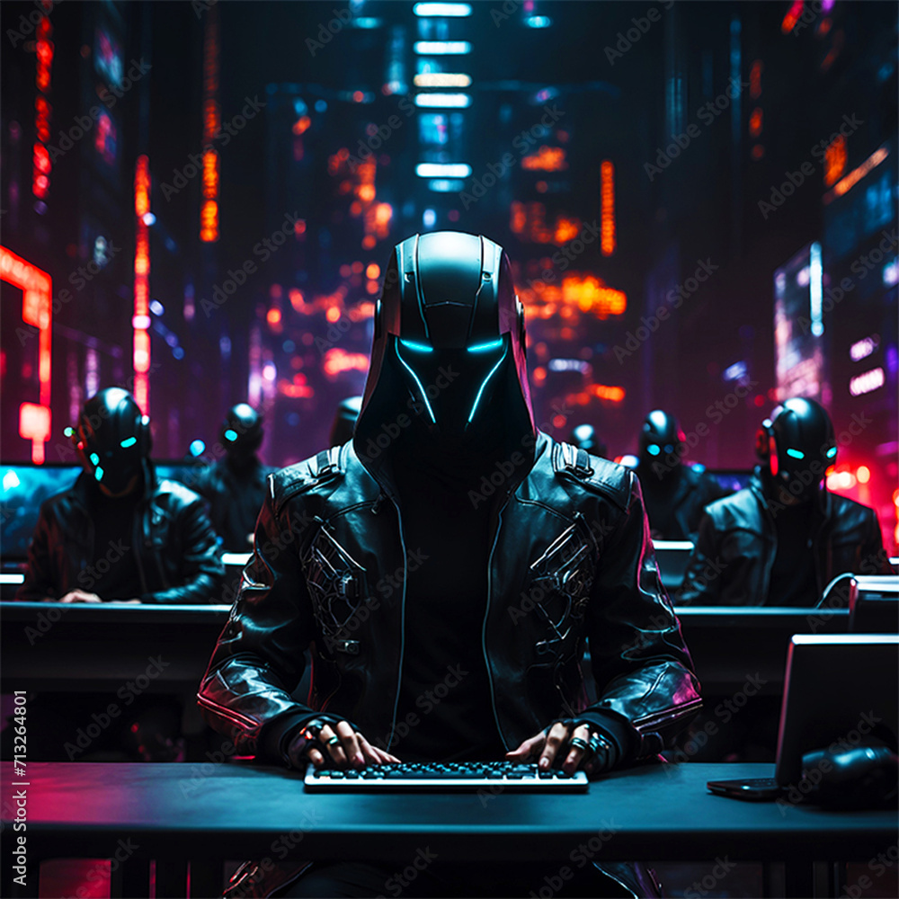 Cyborg Soldiers Portrait Cyberpunk Hacker Army sci fi Robot in a ...