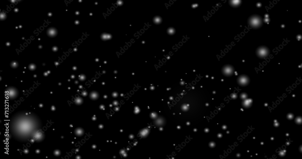 Cinematic snowfall loop animation of a surreal realistic snowflake falling bg. Snowfall winter ...