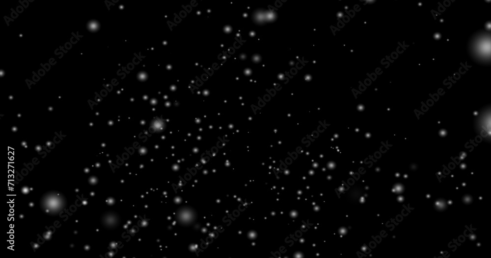 Cinematic snowfall loop animation of a surreal realistic snowflake falling bg. Snowfall winter ...