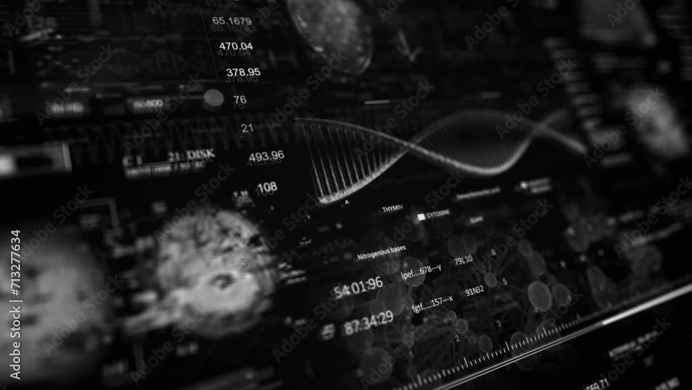 Medical UI HUD monitoring. DNA. MRI x ray Scan.Heart rate monitor ...