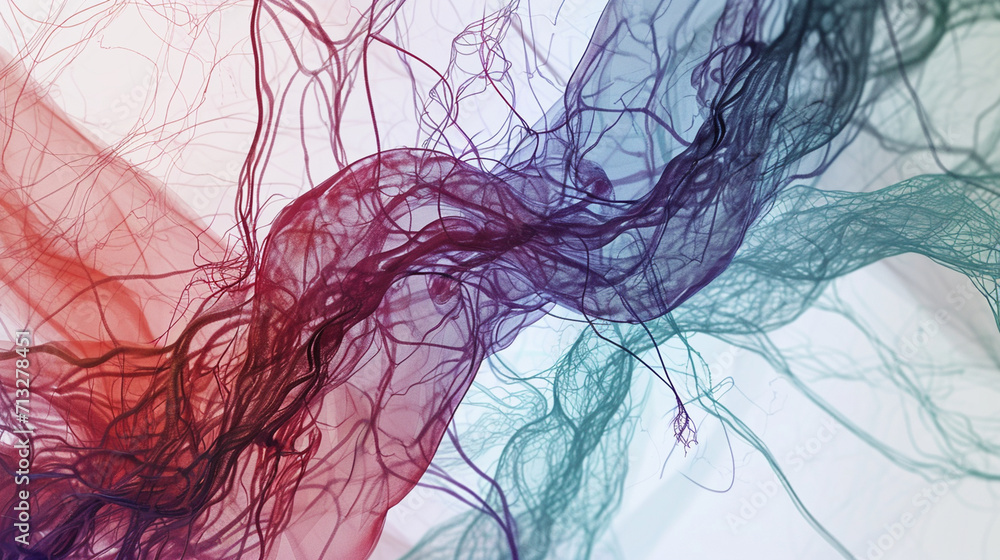 An artistic representation of lymphatic vessels in a stylized and ...