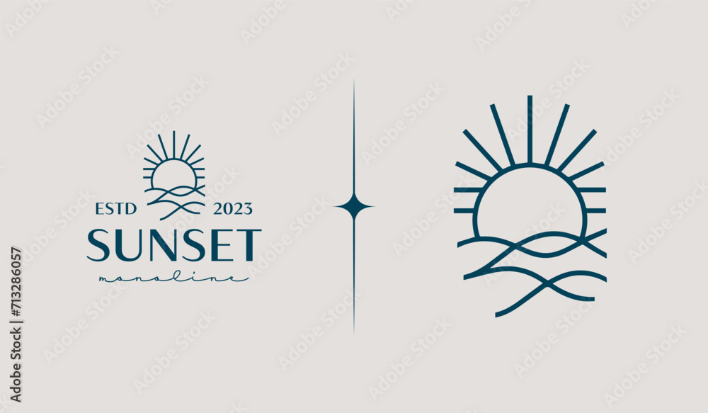 Sunset Wave Logo Template. Universal creative premium symbol. Vector ...