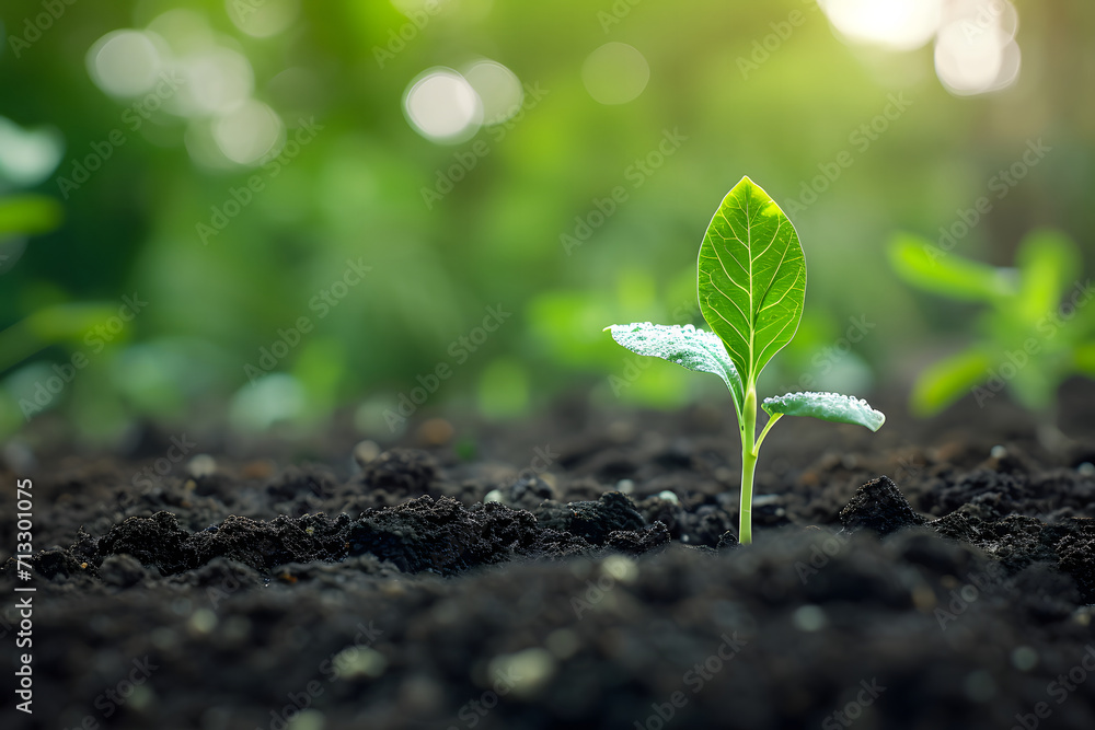 Growth unfolds. Seedling to seedling in nature's cradle, green shoots ...