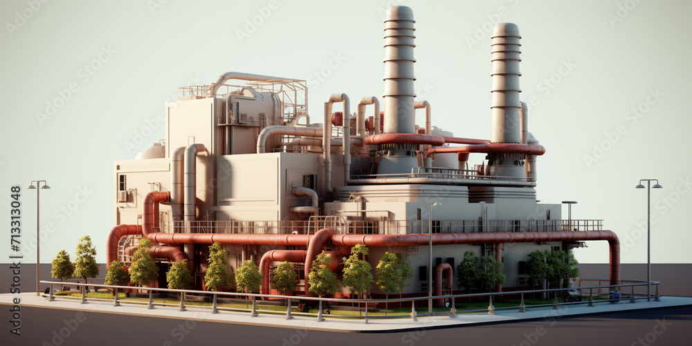 industrial plant isolated on a transparent background, Oil and gas ...