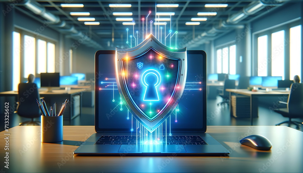 A digital illustration of the laptop has a screen lock in the shape of ...