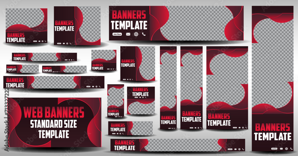 Red web advertising banner template design. modern web layout template ...