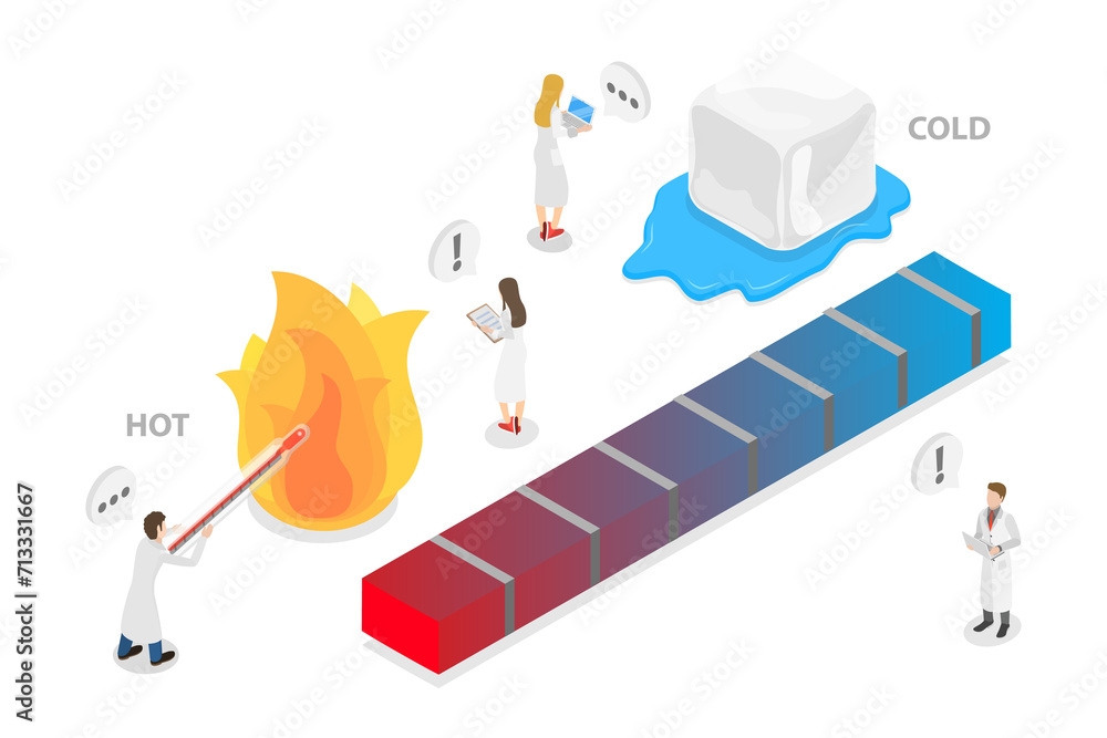 3D Isometric Flat Conceptual Illustration of Hot Vs Cold, Chemistry ...