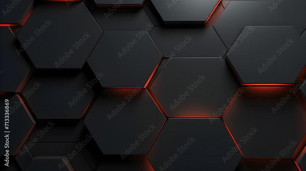 grey and red hexagons modern background 3d render illustration ...