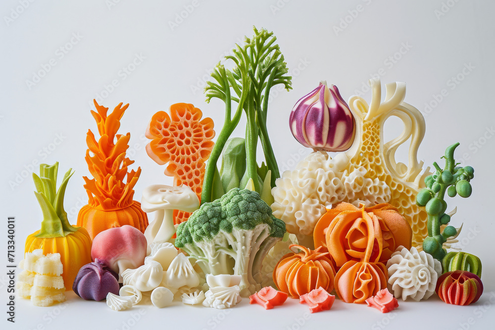 3D Printed Food Arranged In Artistic Display, Highlighting The ...
