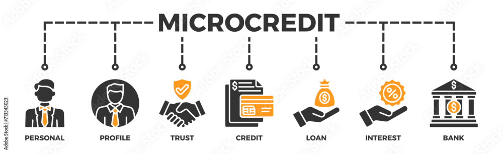 Vetor de Microcredit banner web icon vector illustration concept with ...
