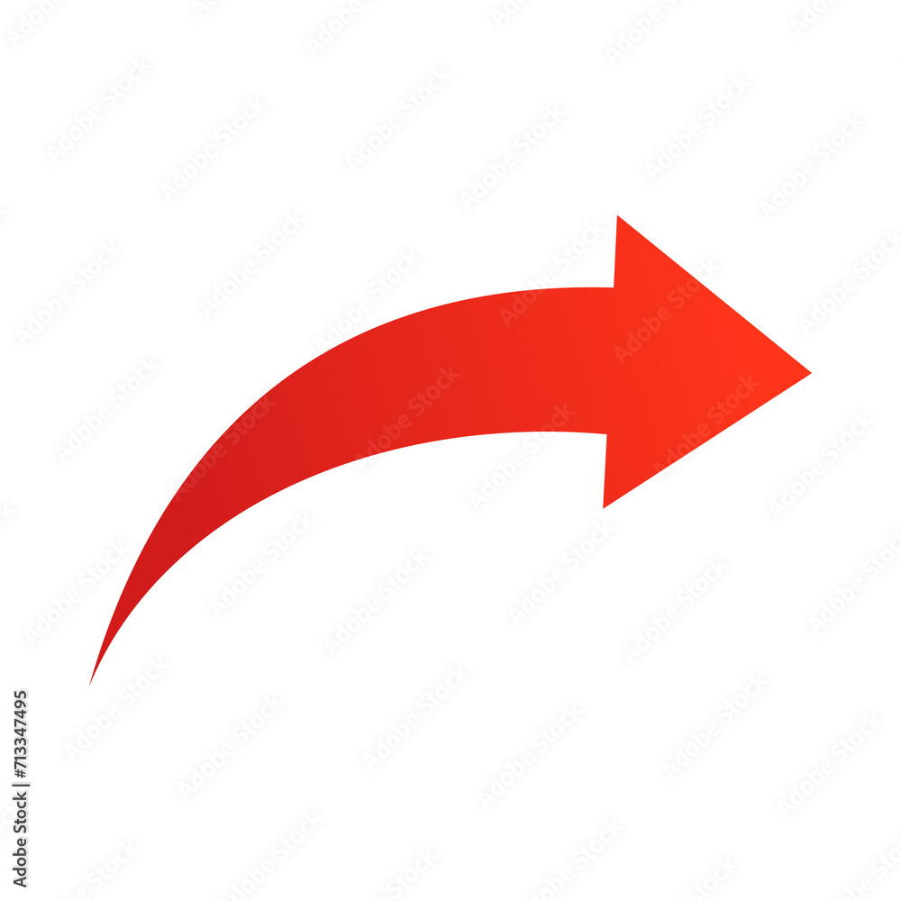 Red arrow pointing right side against transparent background - a directional marker indicating a ...