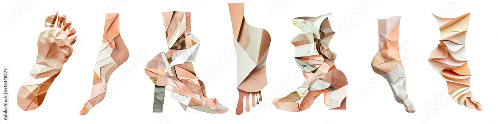 set of foot, foot collage paper texture cutout, Rose gold, Bold and ...