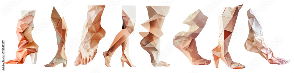 set of leg and foot, foot and legcollage paper texture, Rose gold, Bold ...
