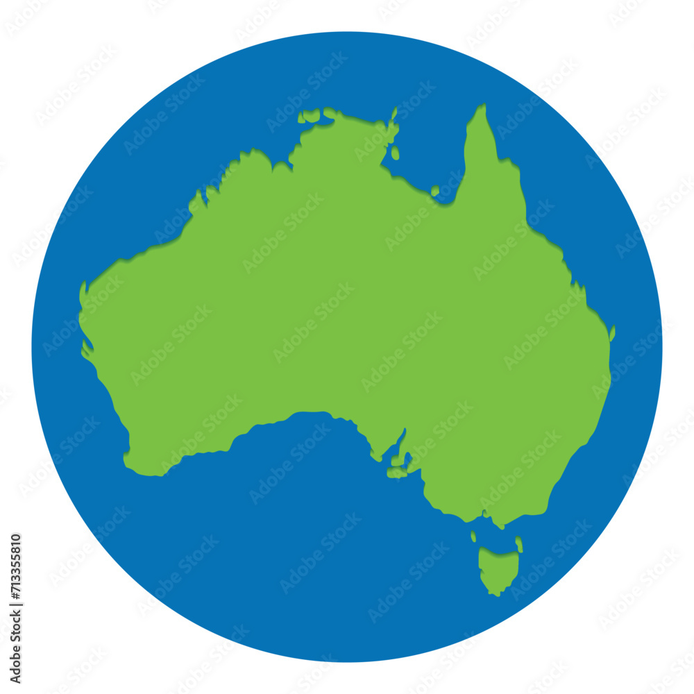 Australia map green color in globe design with blue circle color. Map ...