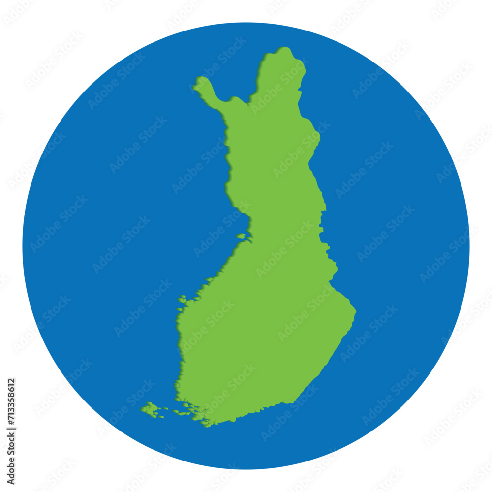 Vetor de Finland map. Map of Finland in green color in globe design ...
