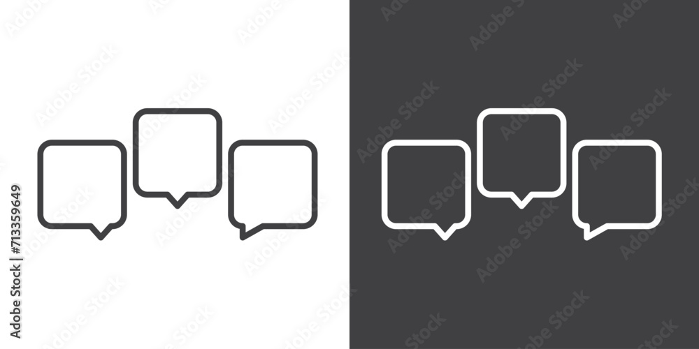 Stockvector Icon of chat box in line style. Speak bubble text, cartoon ...