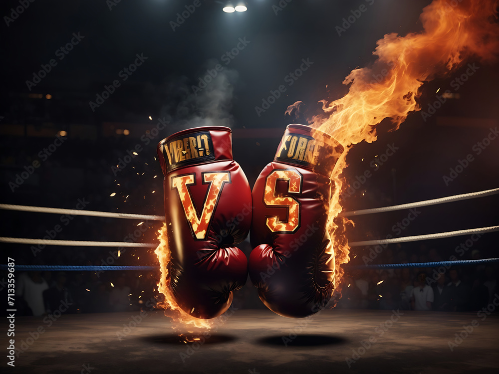 wide poster of hot fighting boxing gloves with the VS letters for ...