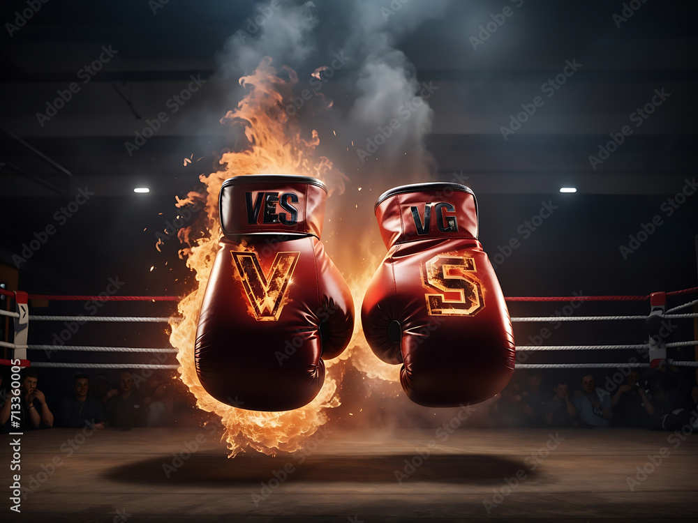 wide poster of hot fighting boxing gloves with the VS letters for ...