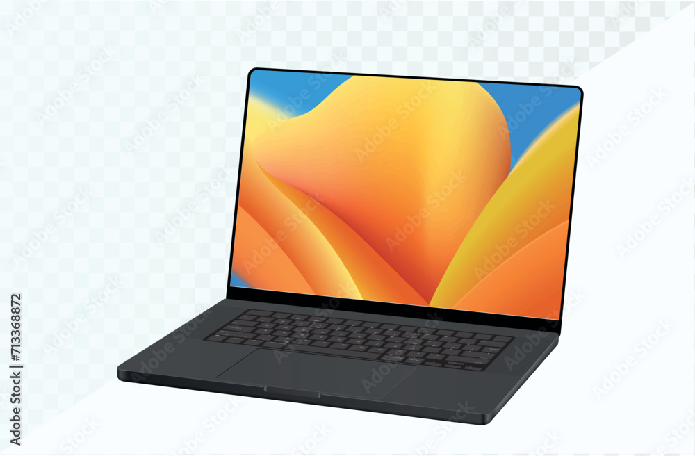 Realistic vector perspective view of laptop. Laptop Mockups With Blank ...