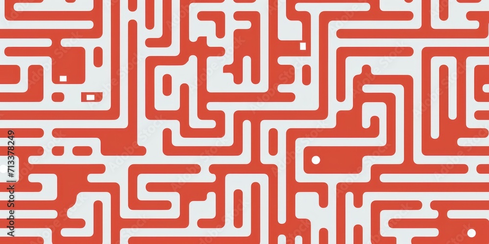Random maze generator in the style of Jordn Grimmer, flat vector, red ...