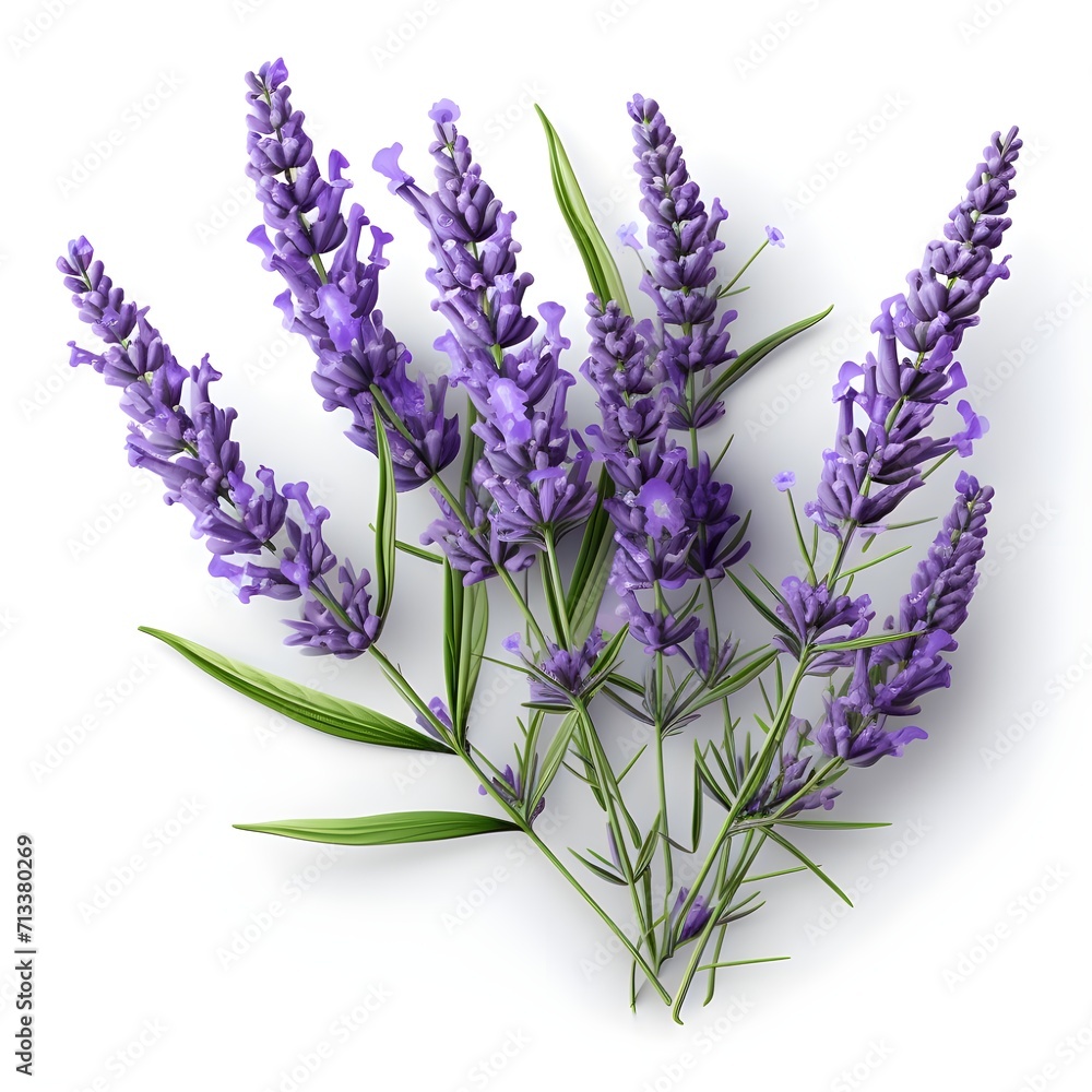 lavender isolated on white background with shadow. bunch of lavender ...