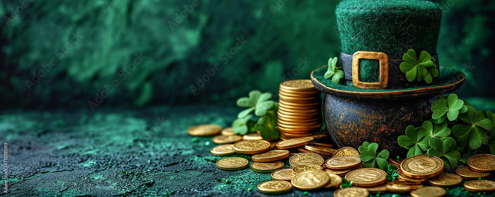 Vintage-style image featuring symbols of St. Patrick's Day, with a ...