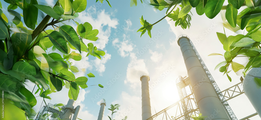 Green Industry Factory concept. Petrochemical Industrial Factory saving ...