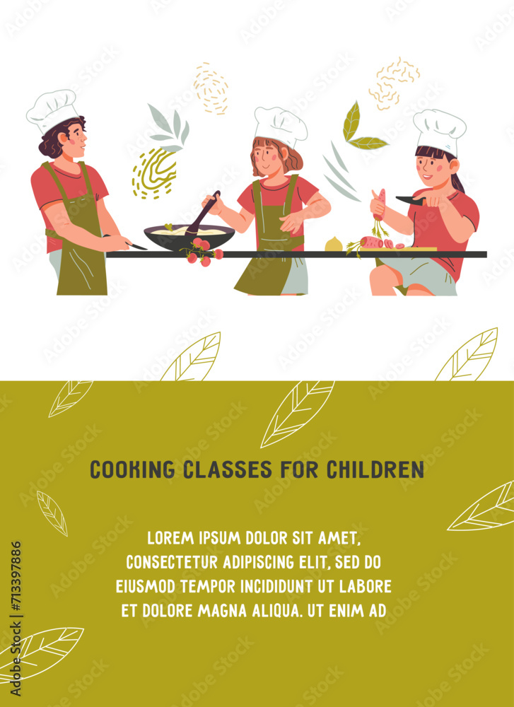 Kids cooking classes banner template. Culinary master class for ...
