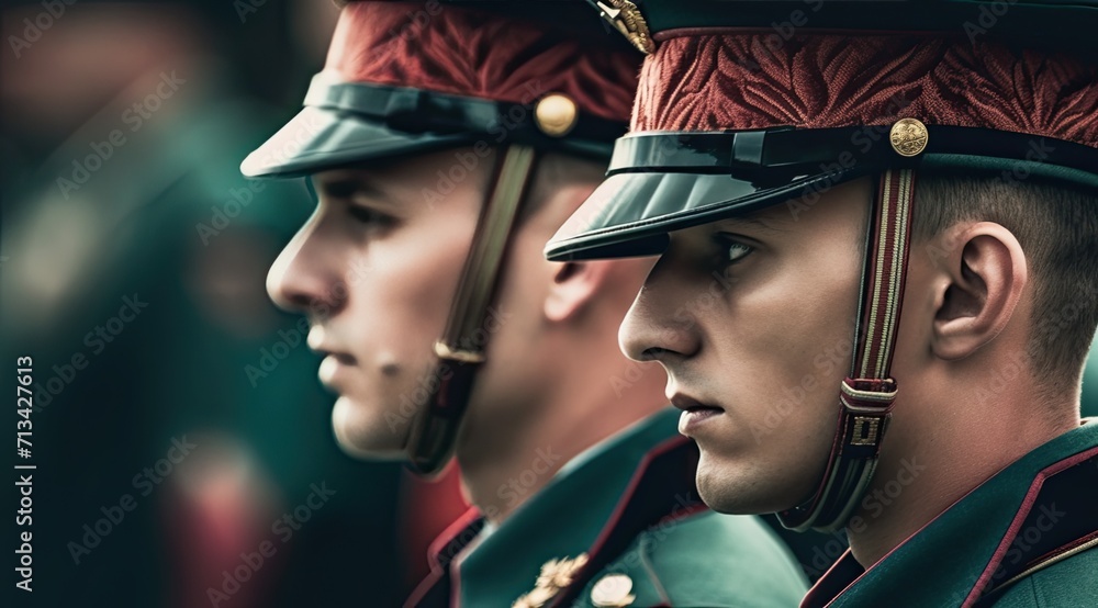 A squad of determined soldiers donning their crisp military uniforms ...