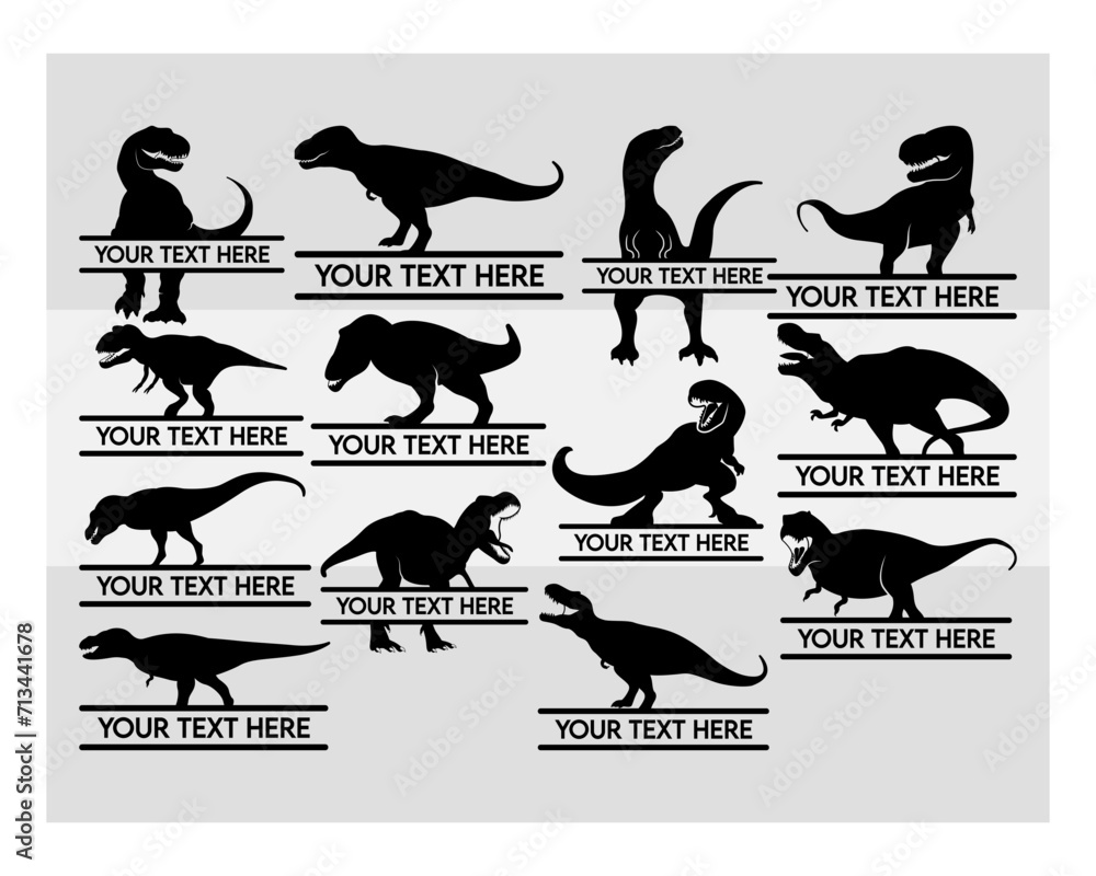 T-Rex Split Monogram, T-Rex Svg, T-Rex Silhouette, trex, t-rex dinosaur ...